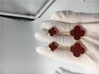 China Magic Alhambra 18K Gold Earrings With Red Mother Of Pearl / Custom Size for sale