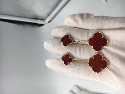 China Magic Alhambra 18K Gold Earrings With Red Mother Of Pearl / Custom Size for sale
