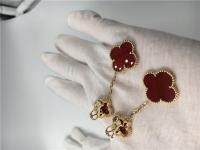 China Magic Alhambra 18K Gold Earrings With Red Mother Of Pearl / Custom Size for sale