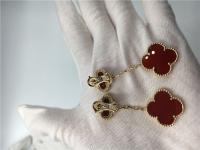 China Magic Alhambra 18K Gold Earrings With Red Mother Of Pearl / Custom Size for sale