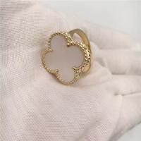 China White Mother-Of-Pearl 18K Gold Ring Magic Alhambra Simple Design For Young Ladies for sale
