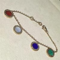 China Customized Simple 18k Gold Bangle Bracelet Womens With Mother Of Pearl / Carnelian for sale