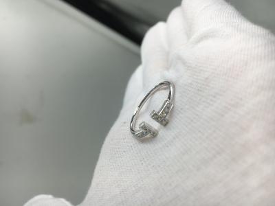 China T Wire Ring With Round Brilliant Diamonds , Engagement Rings For Women White Gold for sale