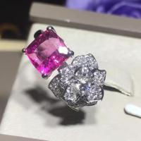 China 18K White Gold Piaget Rose Flower Ring G34UU600 With Cushion - Cut Pink Tourmaline for sale