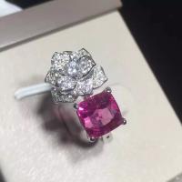 China 18K White Gold Piaget Rose Flower Ring G34UU600 With Cushion - Cut Pink Tourmaline for sale