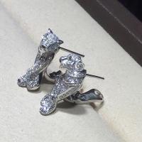 China Customized 18K Gold Luxury Diamond Jewelry Panther Earrings With Black Lacquer for sale