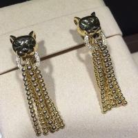 China Panther Shaped  Diamond Earrings , 18K Yellow Gold Vintage  Earrings for sale