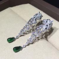 China 18K White Gold Diamond Earrings ,  Panthere Earrings With Onyx for sale