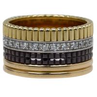 China 14.6 Gr Gold Jewellery Black Ceramic Simple Gold Ring Black Ceramic Stone With VS Diamond for sale