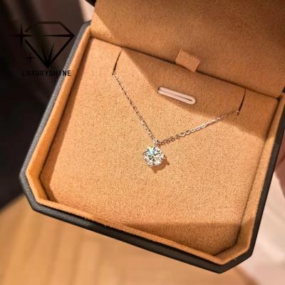 China LuxuryShine Round Lab Grown Diamond Necklace VVS2/VS1 Clarity D-F Color 18K solid Gold custom Jewelry with IGI Certificate for sale
