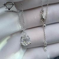 China Lab Grown Pear Diamond Necklace 18K Gold VVS-VS Clarity for sale