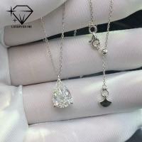 China Lab Grown Pear Diamond Necklace 18K Gold VVS-VS Clarity for sale