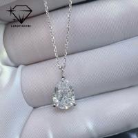 China Lab Grown Pear Diamond Necklace 18K Gold VVS-VS Clarity for sale