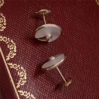 China Xs Model Yellow Gold Amulette De Earrings Stud With White Mother Of Pearl for sale
