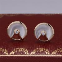 China Xs Model Yellow Gold Amulette De Earrings Stud With White Mother Of Pearl for sale