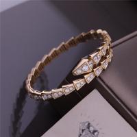 China Luxury Brand Serpenti Viper one-coil thin Bracelet Yellow Gold Snake Bracelet with full pavé diamonds for sale