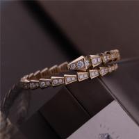 China Luxury Brand Serpenti Viper one-coil thin Bracelet Yellow Gold Snake Bracelet with full pavé diamonds for sale