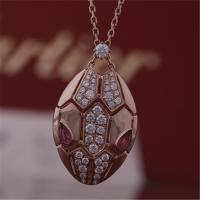 China Roman Serpenti necklace in 18 kt rose gold set with rubellite eyes and with pavé diamonds on the head for sale