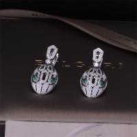 China Luxury Gold Brand Serpenti Earrings in 18K White Gold set with Emerald Eyes and with pavé diamonds Snake Head for sale