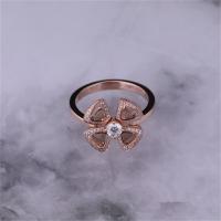 China Roman Love Flower Ring Fiorever 18 kt Rose Gold Ring set with a central diamond and pavé diamonds for sale