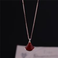 China Women Carnelian Necklace In 18K Rose Gold Pendant Set With One Diamond for sale