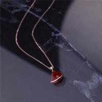 China Women Carnelian Necklace In 18K Rose Gold Pendant Set With One Diamond for sale