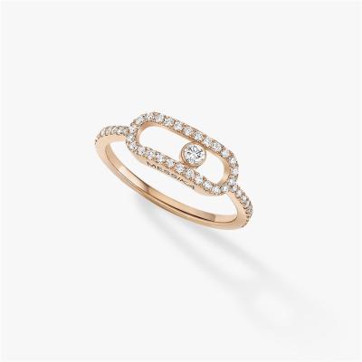 China Messika Elegant Engagement Wedding Diamond Ring Move Uno Pavee Ring In 18K Pink Gold for sale