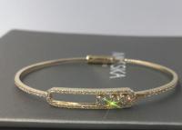 China 18K Paris Jewelry Yellow Gold Thin Bangle Bracelets With 3 Pieces Move Diamonds for sale