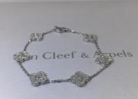 China Full Diamond Luxury Diamond Jewelry Sweet Alhambra Bracelet 6 Motifs White Gold for sale