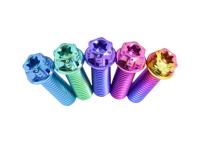 China Titanium Button Head Bolt M5x8mm Torx Drive with Rainbow Finish and Vacuum Nitriding Surface for sale