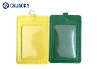 China Colorful Customized CR80 Size PVC Leather ID Card Holder With Two Folders for sale