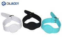 China Silk Printing Adjustable RFID Chip Bracelet , NFC Silicone Wristband For Events for sale