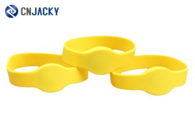 China Water Proof TK4100 Yellow RFID Silicone Wristband , Writable Wristbands for sale