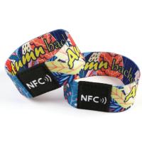 China Elastic NFC Fabric Wristband RFID Chip Bracelet Custom Logo 260mm for sale
