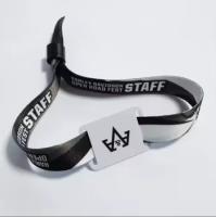China 13.56MHz RFID Woven Concert Wristband Custom Logo Event Access Control 260mm for sale