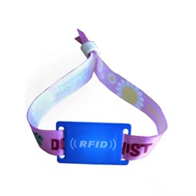 China Customized Fabric RFID Wristband 13.56MHz NFC Festival Access Control Wristband for sale