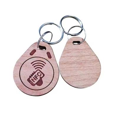 China Custom RFID Access Control Key Tags Wood Plastic Epoxy NFC Key Fobs 13.56 MHz for sale