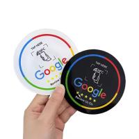 China Custom 100x100mm Epoxy NFC Sticker Table Tag for Google Review Yelp Tripadvisor for sale