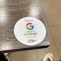 China Custom 100x100mm Epoxy NFC Sticker Table Tag for Google Review Yelp Tripadvisor for sale