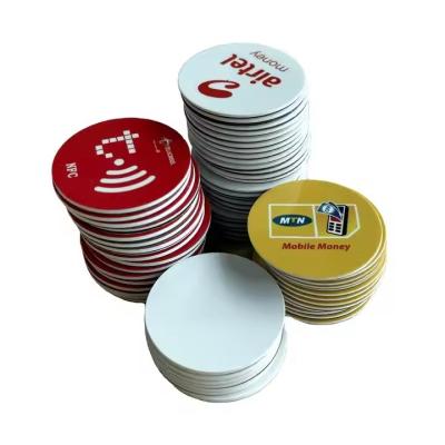 China Round NFC Token RFID Coin Tag 25mm Access Control Chip Sticker PVC Blank Payment Card for sale