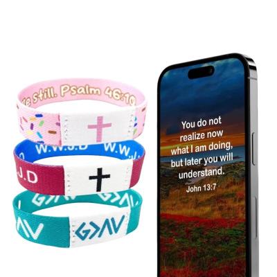 China NFC Christian Daily Bible Verse Bracelet Stretchy Fabric -30°C to 60°C Customizable for sale