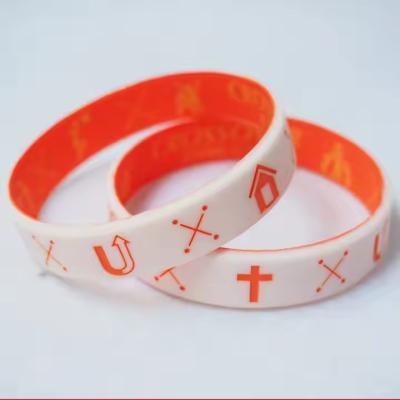 China Custom RFID Silicone Bracelet Debossed Ink-Filled Wristband 26mm for Christian Events for sale