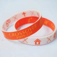 China Custom RFID Silicone Bracelet Debossed Ink-Filled Wristband 26mm for Christian Events for sale