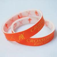 China Custom RFID Silicone Bracelet Debossed Ink-Filled Wristband 26mm for Christian Events for sale