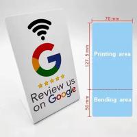 China 13.56MHz Custom Printed 10cm Round NFC Business Card Waterproof Google Review Sticker Menu Plate with QR Code for sale