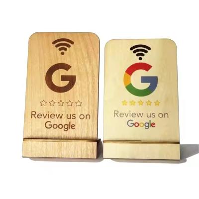 China Google Review NFC Wood Stand Display Business Reviews Smart NFC Wooden Stand for Restaurant Wifi Connection for sale
