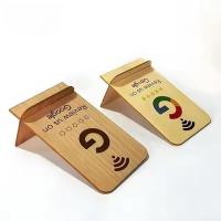 China Google Review NFC Wood Stand Display Business Reviews Smart NFC Wooden Stand for Restaurant Wifi Connection for sale