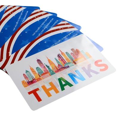 China Custom Logo Thank You Card 4 Color CMYK Offset Printing Matte Glossy Frosted Finish Gift Card for sale