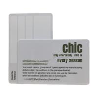 China Custom PVC Plastic Jewelry Watch Warranty Card with Holographic Anti-counterfeiting 85x54mm for sale