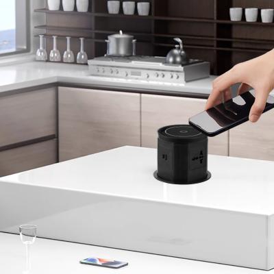 China Electric Pop-Up Tower Kitchen Desktop Speaker Socket with Wireless USB-C for Smart Homes for sale